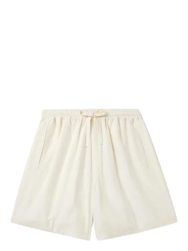 UMIT BENAN Julian Straight-leg Silk-poplin Shorts - Neutrals