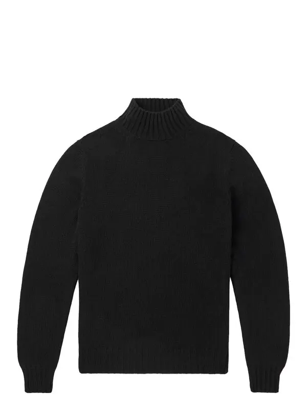 Fedeli Onda Wool And Cashmere-blend Rollneck Sweater - Black