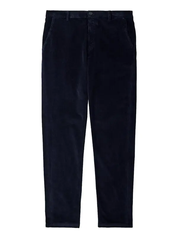 Canali Tapered Corduroy Trousers - Blue