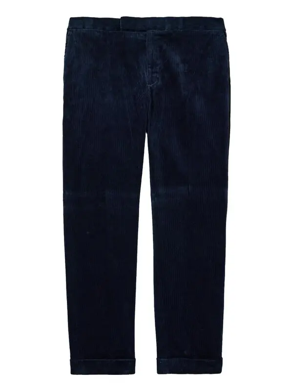 Ralph Lauren Chester Tapered Cotton-blend Corduroy Suit Trousers - Blue
