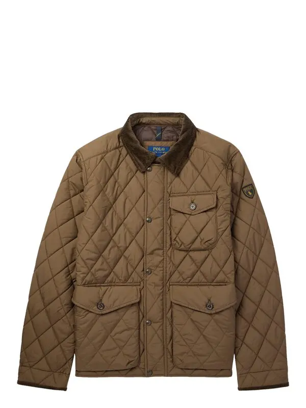 Ralph Lauren Corduroy-trimmed Quilted Field Jacket - Brown