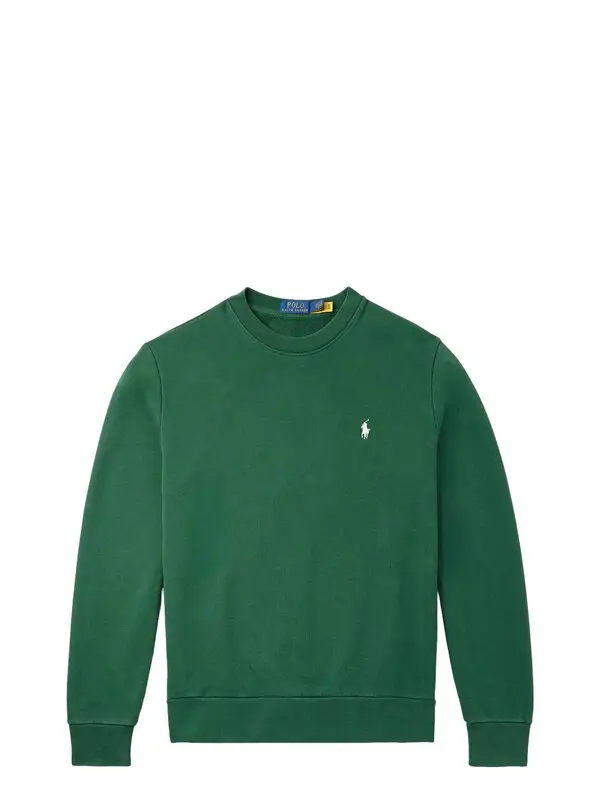 Ralph Lauren Logo-embroidered Cotton-jersey Sweatshirt - Green