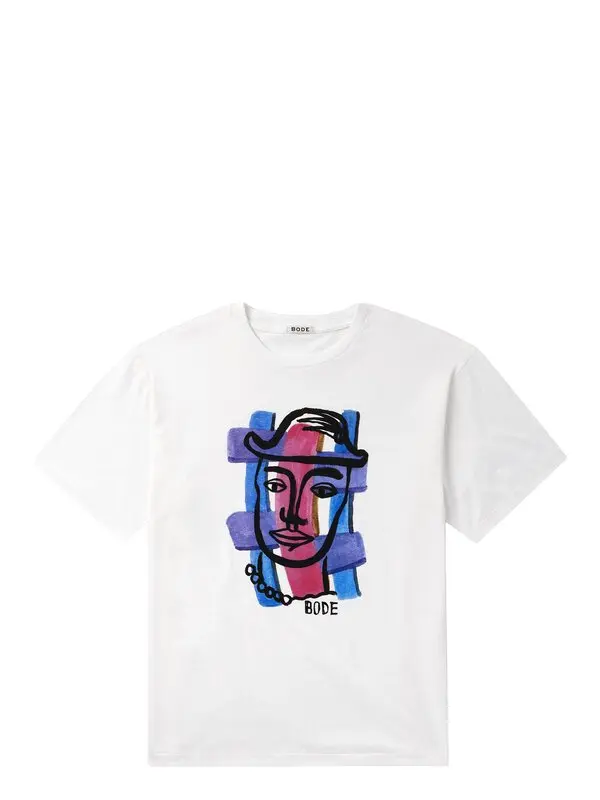 BODE Chapeau Printed Cotton-jersey T-shirt - White
