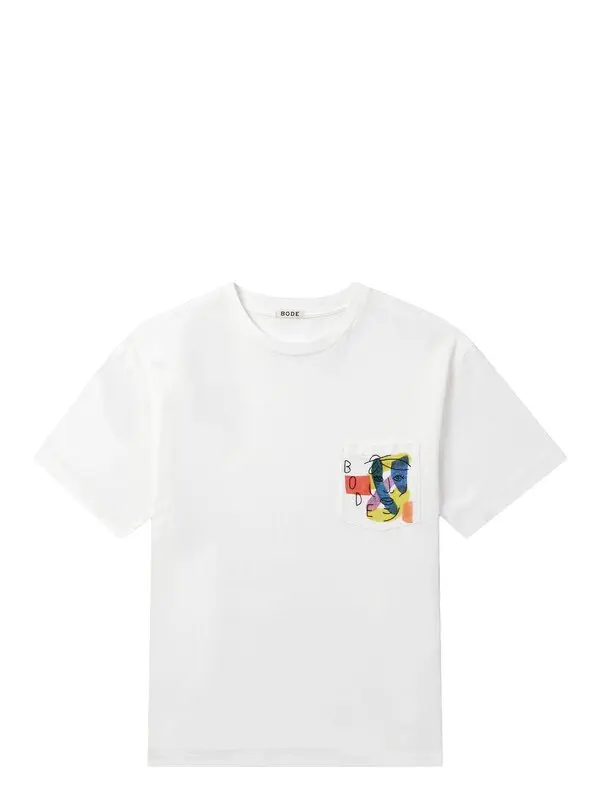 BODE Portrait Logo-embroidered Printed Cotton-jersey T-shirt - White