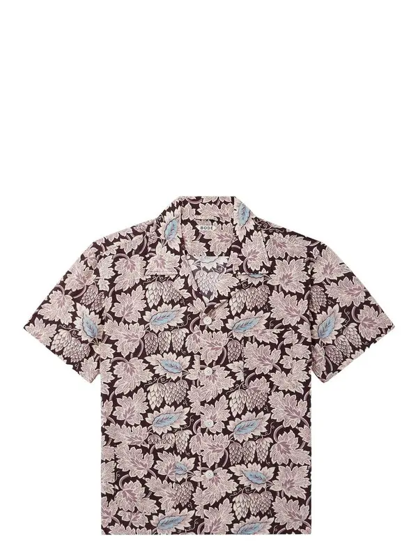BODE Wisteria Camp-collar Printed Cotton And Silk-blend Shirt - Pink
