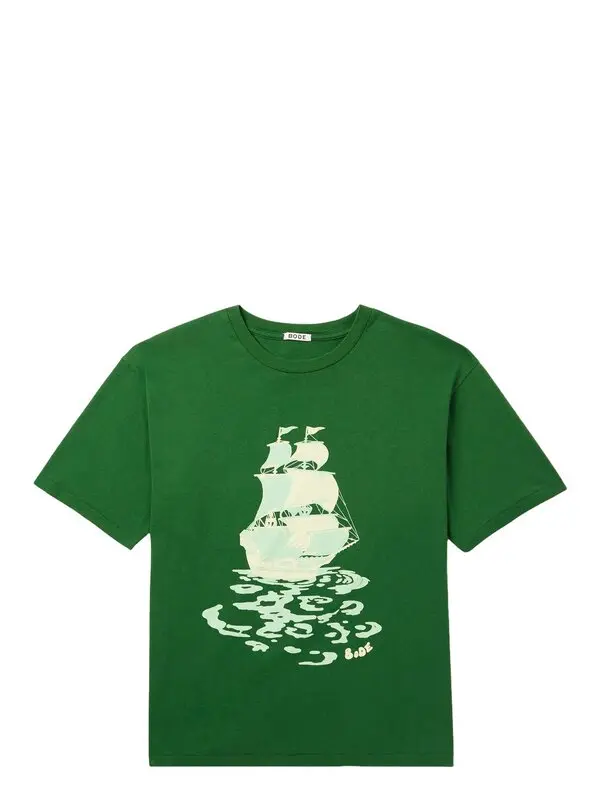 BODE Pirate Ship Logo-print Cotton-jersey T-shirt - Green
