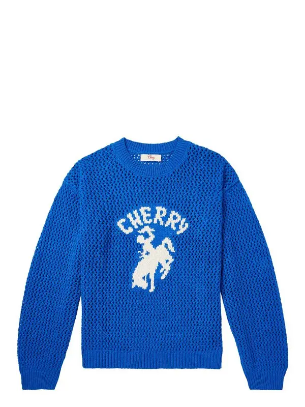 CHERRY LOS ANGELES Intarsia Cotton Sweater - Blue