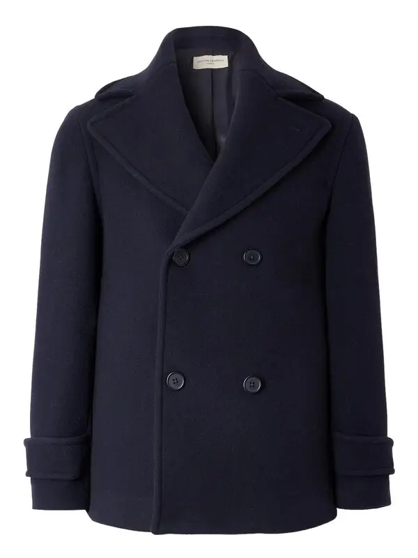 Officine Générale Pat Double-breasted Wool-blend Pea Coat - Blue