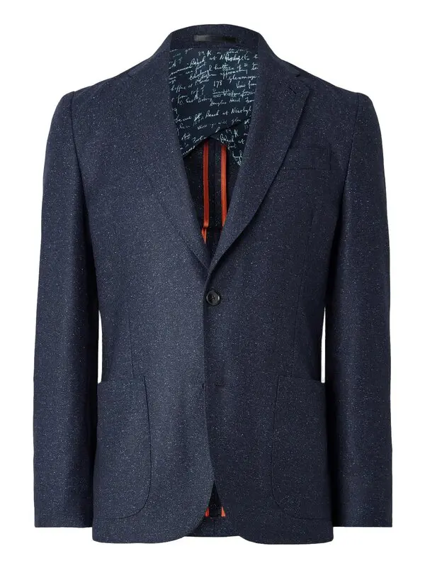 Paul Smith Textured Wool And Silk-blend Suit Jacket - Blue