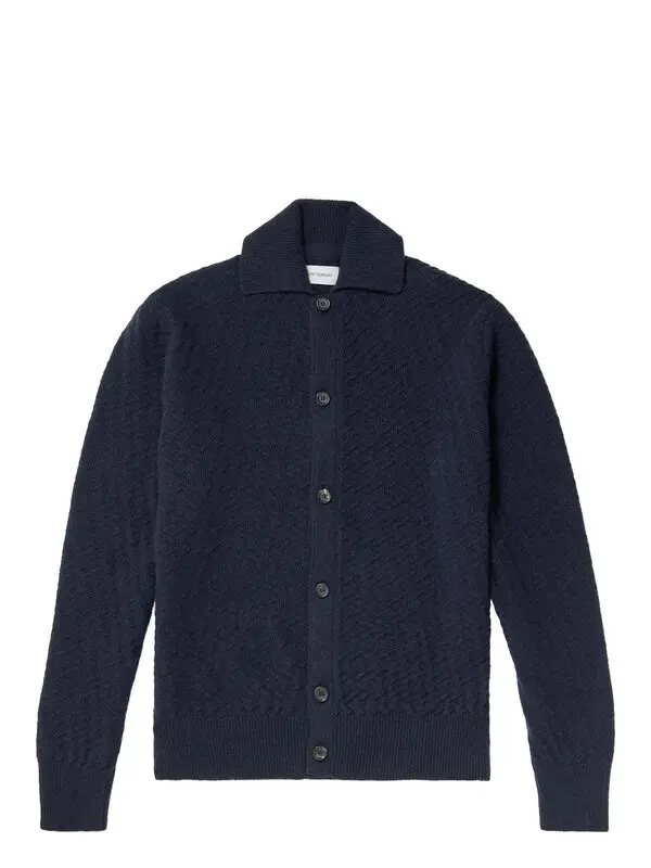 Oliver Spencer Jarvis Jacquard-knit Merino Wool Cardigan - Blue