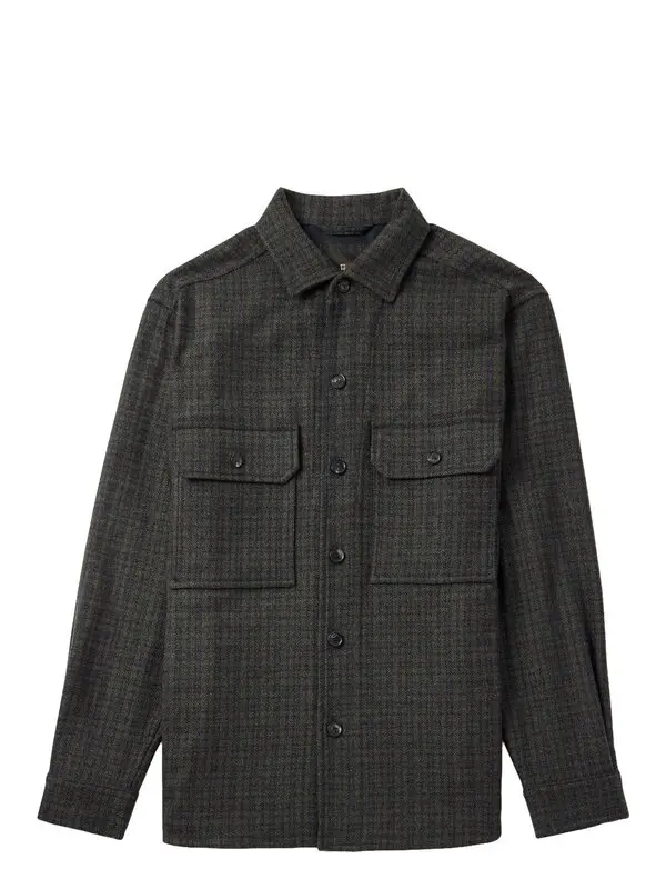Loro Piana Ambrose Checked Cashmere And Mohair-blend Overshirt - Blue