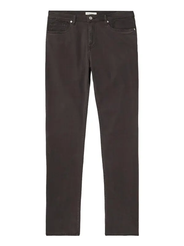 FRAME L'homme Slim-fit Lyocell-blend Trousers - Brown