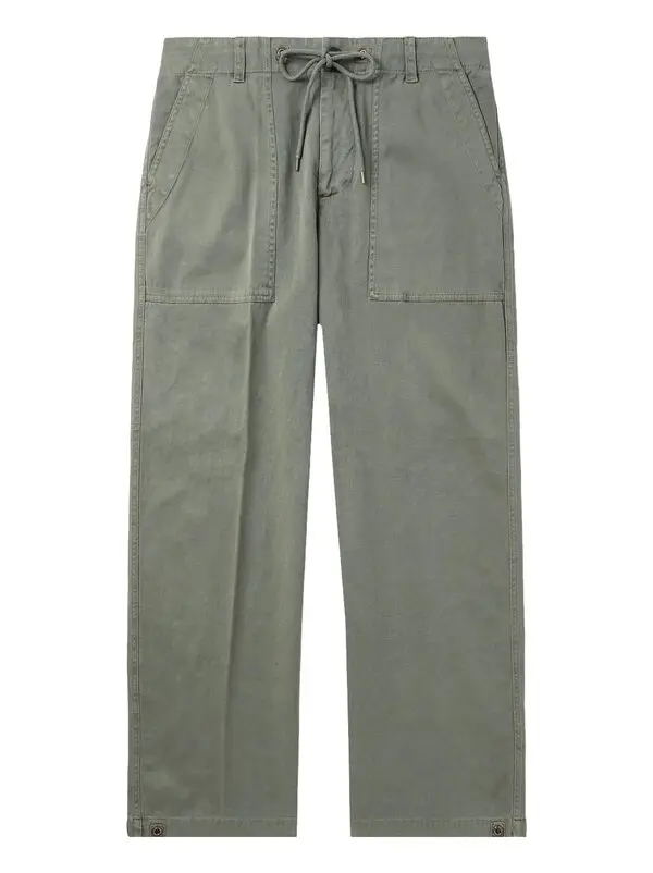JAMES PERSE Flight Straight-leg Cotton-blend Twill Trousers - Green