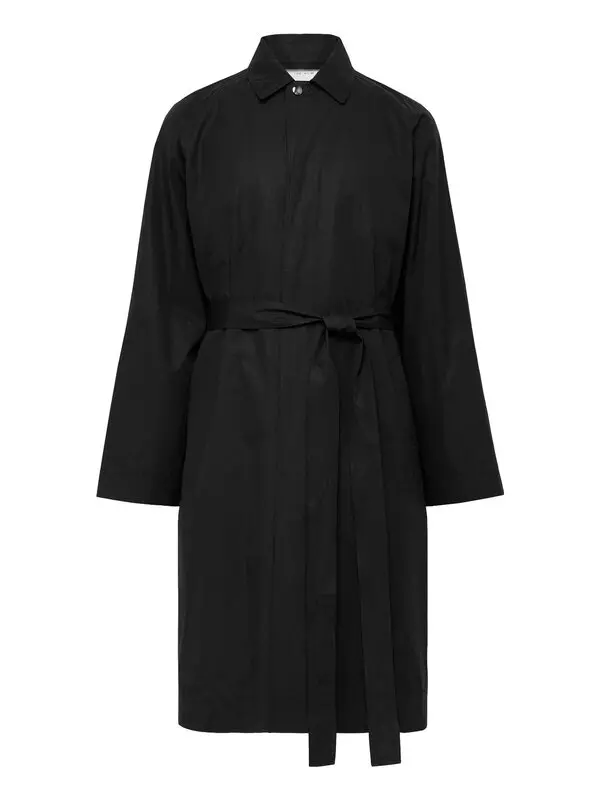 THE ROW Eugene Belted Cotton-poplin Coat - Black