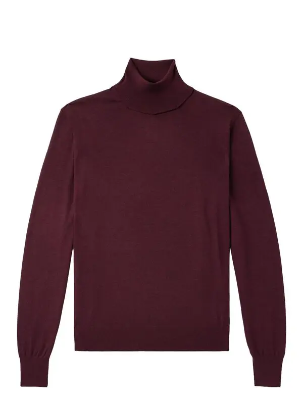 Saint Laurent Wool Rollneck Sweater - Burgundy