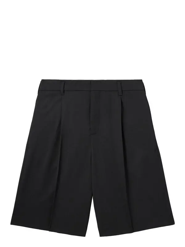 Jacquemus Ovalu Straight-leg Pleated Wool-blend Twill Shorts - Black