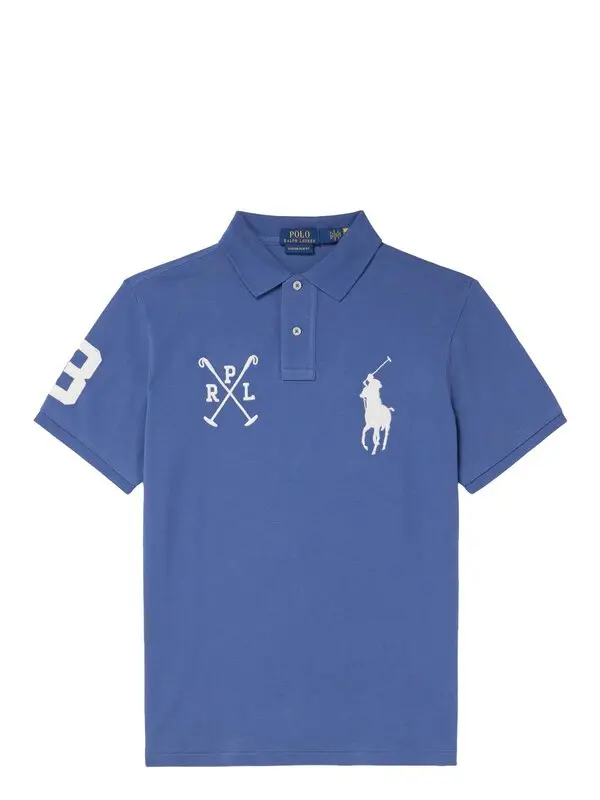 Polo Ralph Lauren Logo-embroidered Cotton-piqué Polo Shirt - Blue