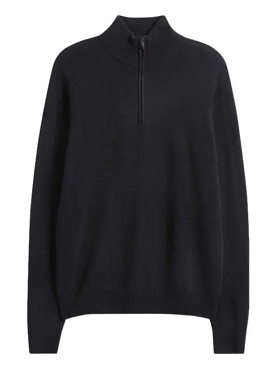 Nordstrom Quarter Zip Cashmere Sweater - Black
