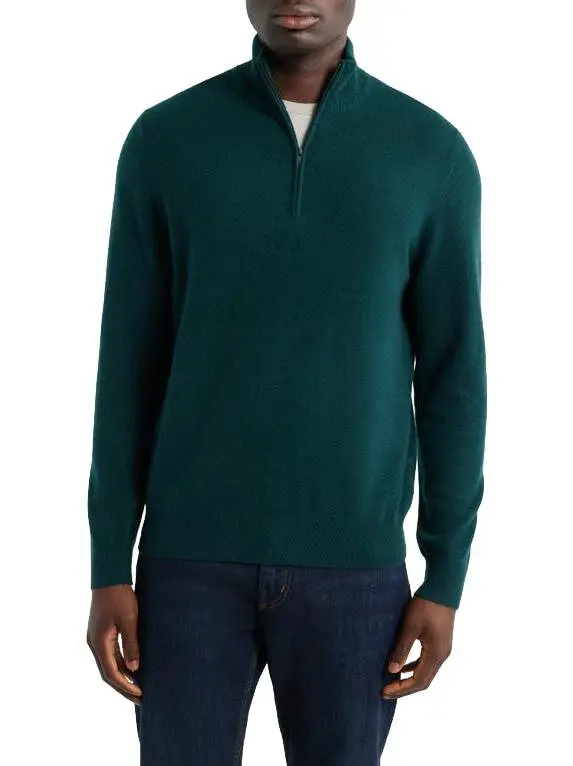 Nordstrom Quarter Zip Cashmere Sweater - Green Ponderosa