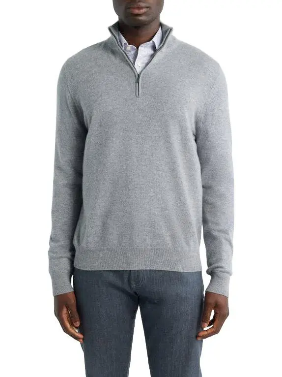 Nordstrom Quarter Zip Cashmere Sweater - Grey December Heather