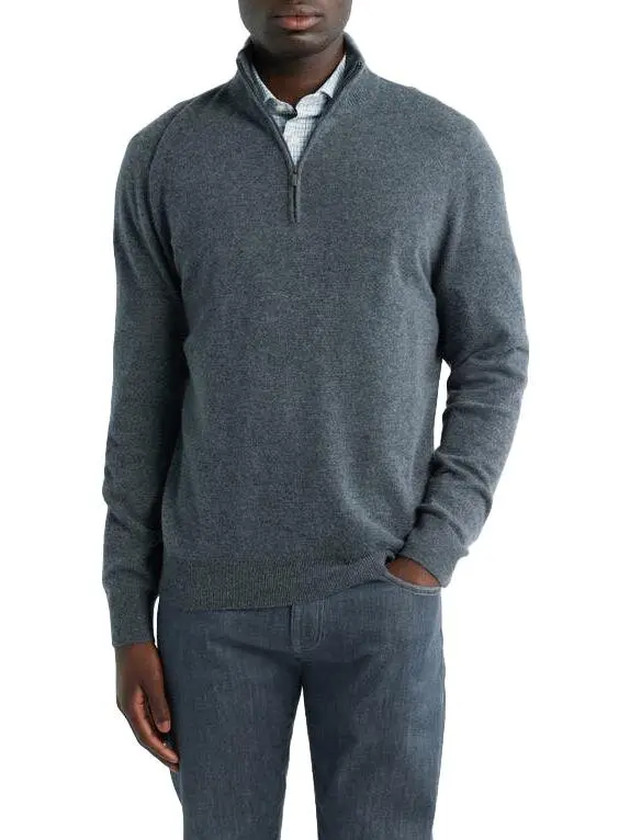 Nordstrom Quarter Zip Cashmere Sweater - Grey Embers Heather