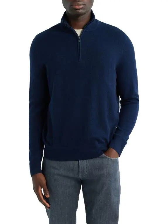 Nordstrom Quarter Zip Cashmere Sweater - Navy Night