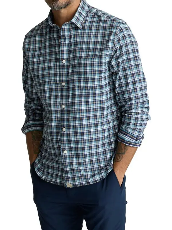 UNTUCKIT Reiner Plaid Performance Button-up Shirt - Navy