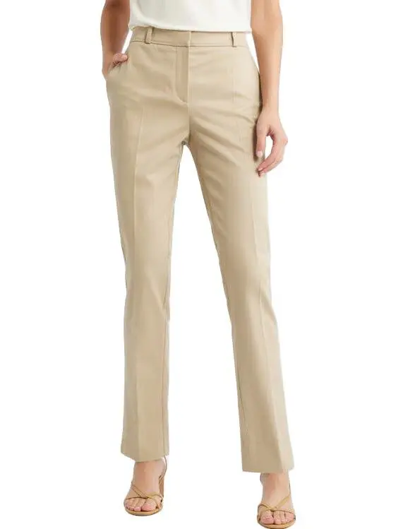 BOSS Tapria Stretch Cotton Ankle Flare Pants - Lt Bge