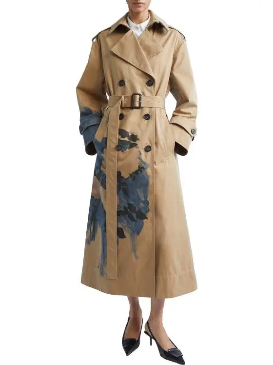 Erdem Painted Trench Coat - Brushstroke Rose Camel