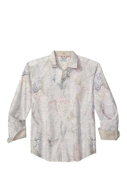Tommy Bahama Saldana Paisley Cotton & Silk Button-up Shirt - Cloud Cream