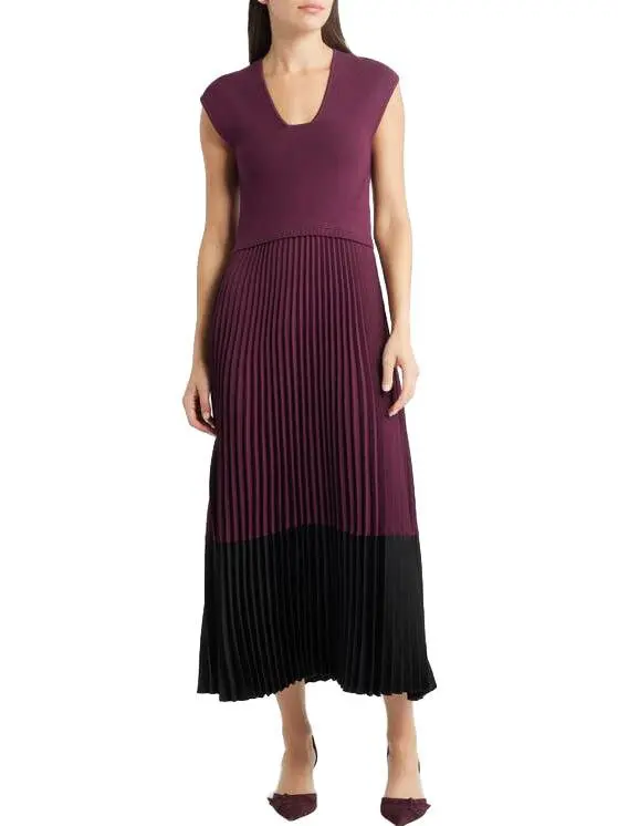 BOSS Flissani Pleated A-line Dress - Dk Prple