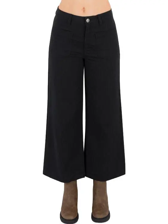Hurley Horizon Patch Pocket Ankle Wide Leg Twill Pants - Black