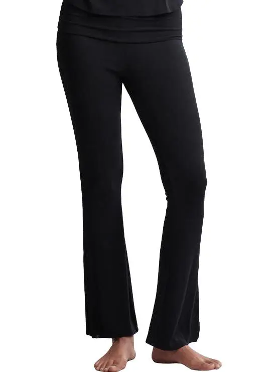Barefoot Dreams Ultra Lite® Rib Foldover Waist Flare Pants - Black