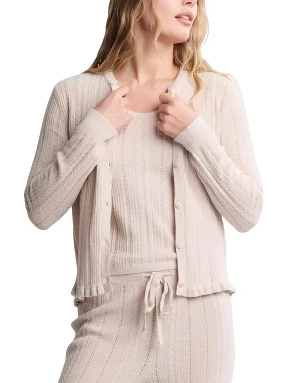 Barefoot Dreams Cozychic Lite® Cable Knit Cardigan - Stone