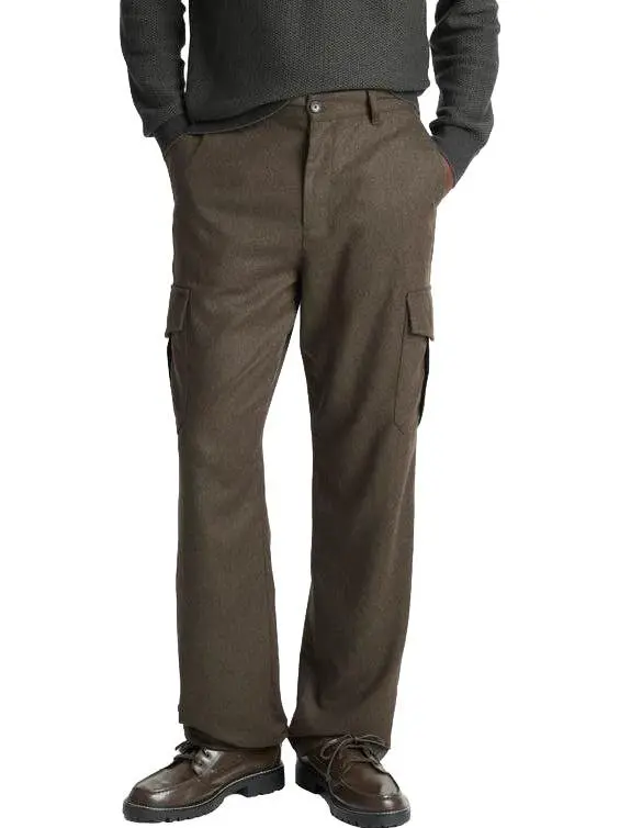 Vince Louie Wool Blend Flannel Cargo Pants - Dark Leaf