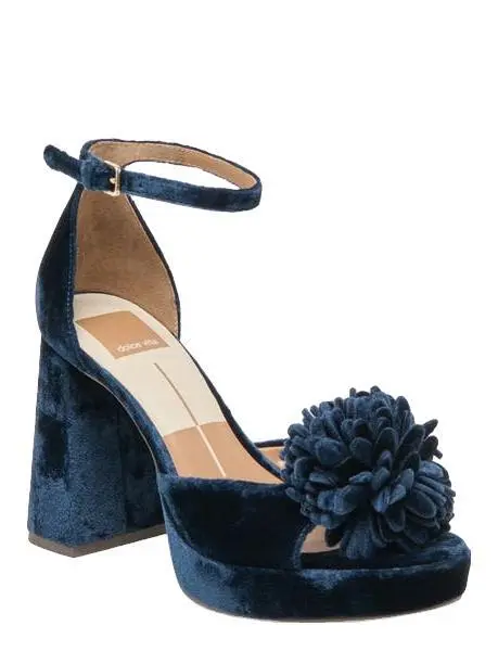 Dolce Vita Platform Ankle Strap Sandal - Dark Navy Velvet