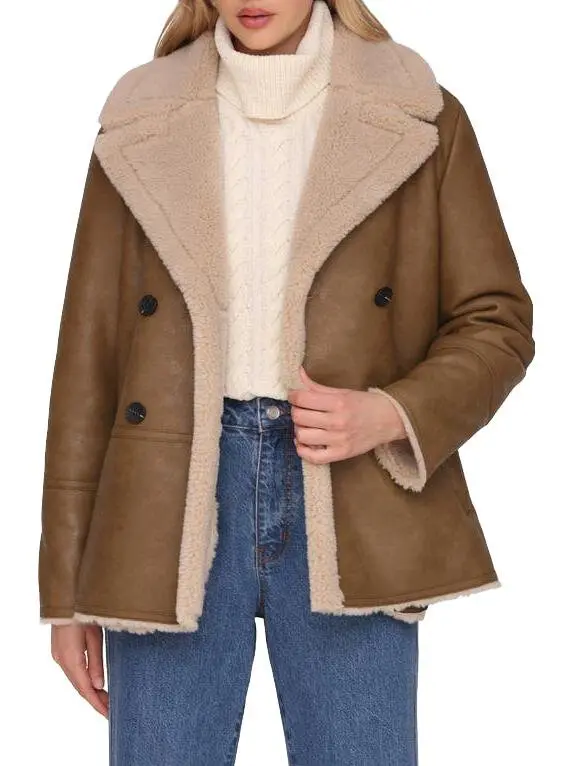 Avec Les Filles Faux Shearling Double-breasted Coat - Artichoke