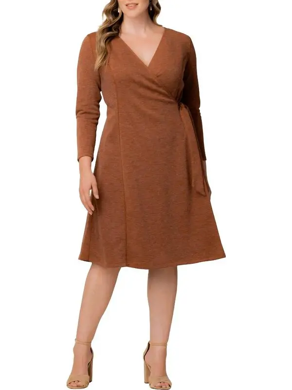 KIYONNA London Wrap Sweater Dress - Cinnamon
