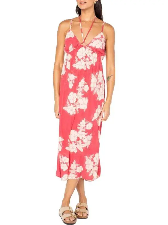 Roxy Sunshine Crush Floral Halter Midi Dress - Holly Berry