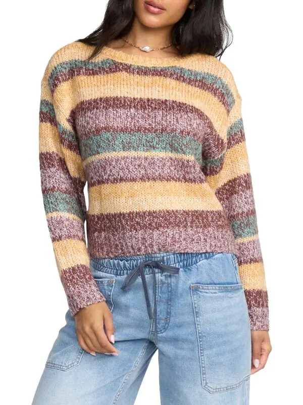 BILLABONG Striped Knit Sweater - Mulch