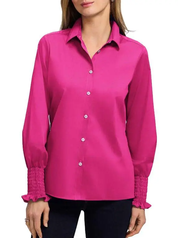 Foxcroft Matte Sateen Button-up Shirt - Pink Tourmaline