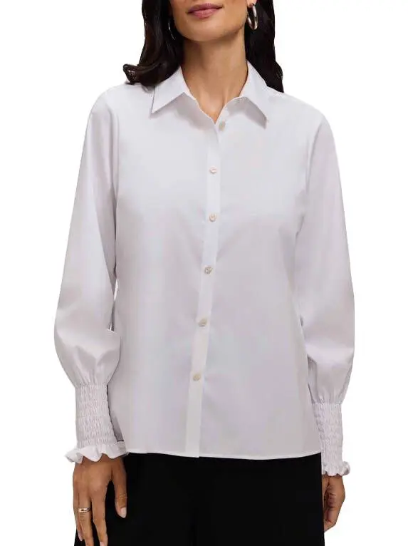 Foxcroft Matte Sateen Button-up Shirt - White