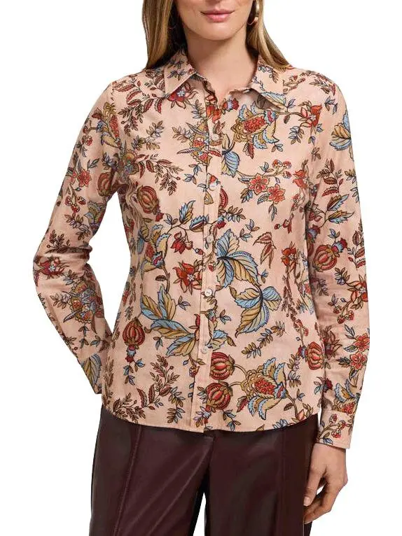 Foxcroft Hampton Autumn Corduroy Shirt - Camel Multi
