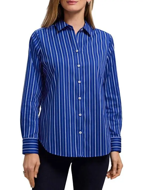 Foxcroft Margie Striped Button-up Shirt - Blue/white