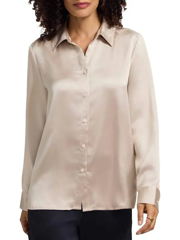 Foxcroft Bianca Satin Shirt - Champagne