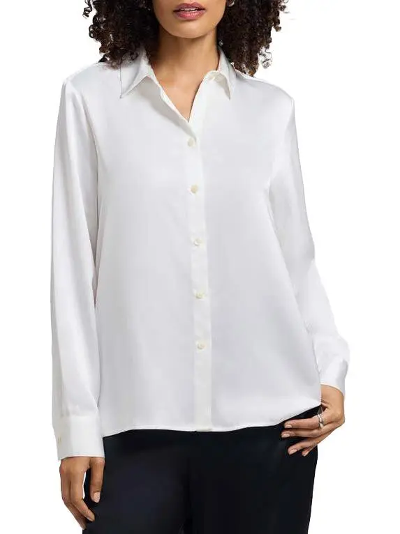 Foxcroft Bianca Satin Shirt - Ecru