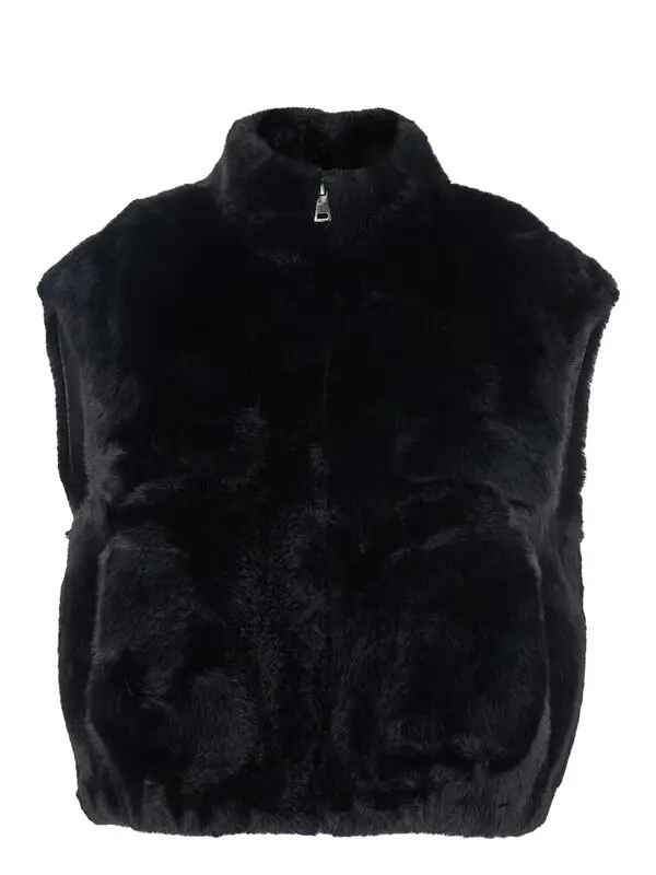 GIOVANNI PARIS Gaby Sleeveless Fur Jacket - Black