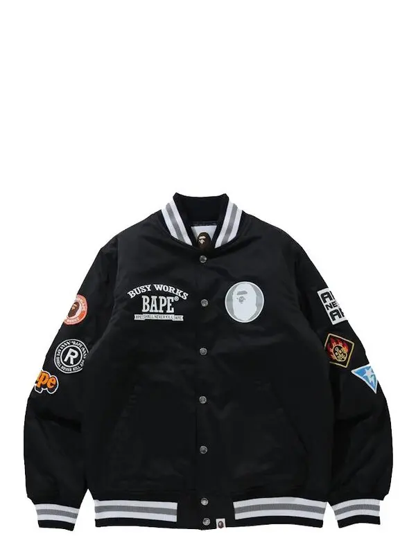 A BATHING APE Archive Patch Puffer Varsity Jacket - Black