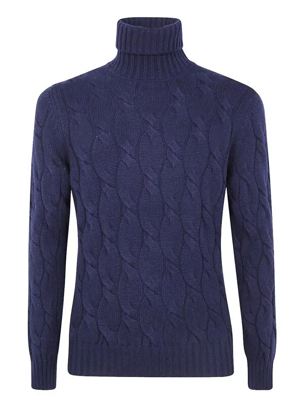 BARBA NAPOLI Turtleneck Knit Sweater - Blue