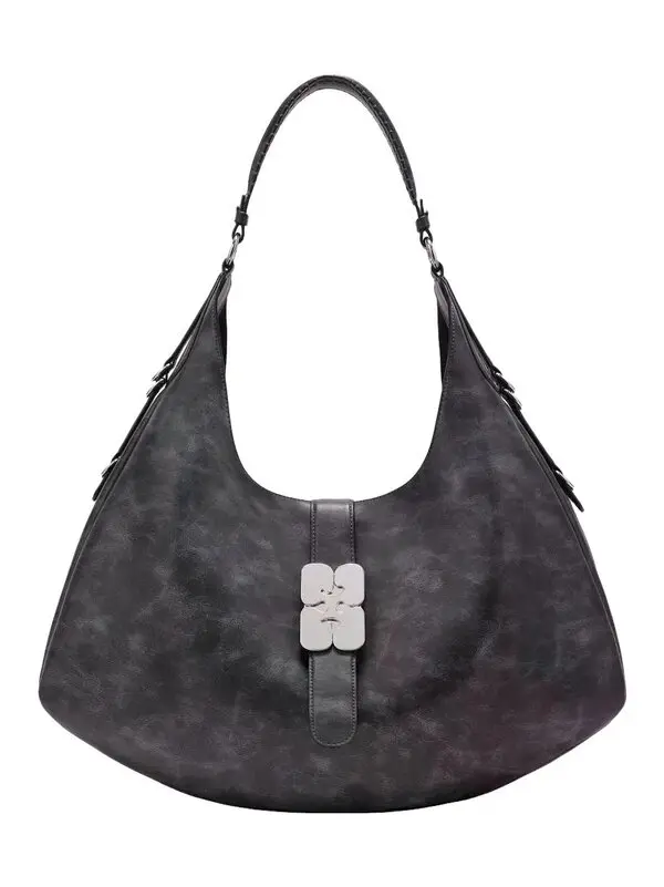 GANNI Small Kat Flower-buckle Shoulder Bag - Black